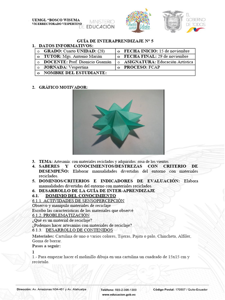 GUIA 5 EDUCACION ARTISITICA 4° Grado | PDF