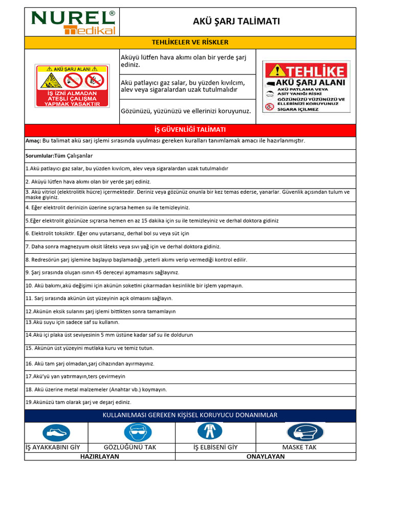 Akü Sarj İsg Tali̇mati | PDF