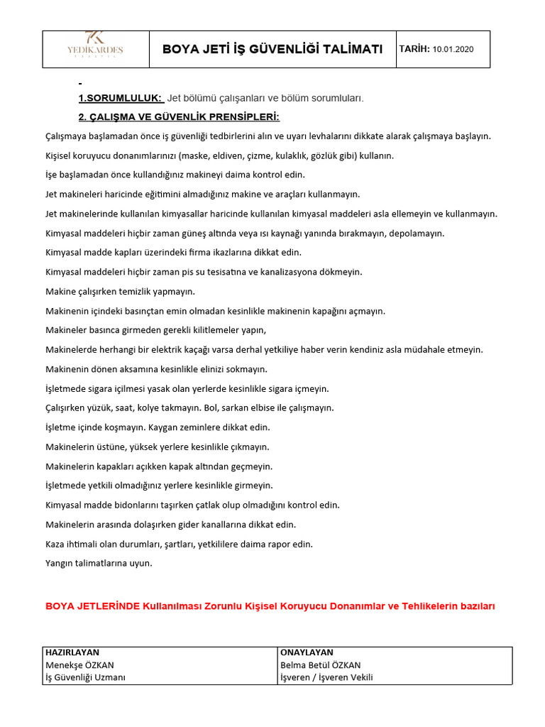 Boya Jeti̇ Tali̇mati | PDF