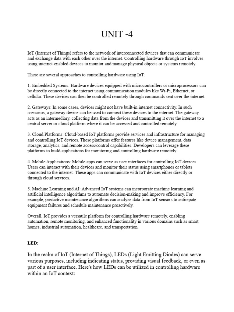 IoT 4TH Unit | PDF | Internet Of Things | Digital To Analog Converter