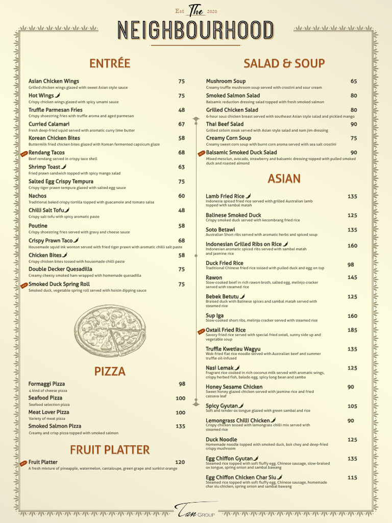 Neighbourhood Jakarta Menu Overview | PDF | Indonesian Cuisine | Pasta