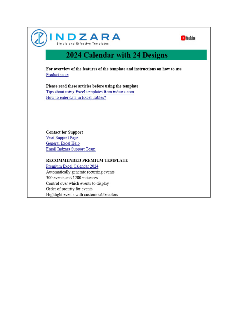 2024 Calendar Excel Template v1 3 Template | PDF | Workweek And Weekend