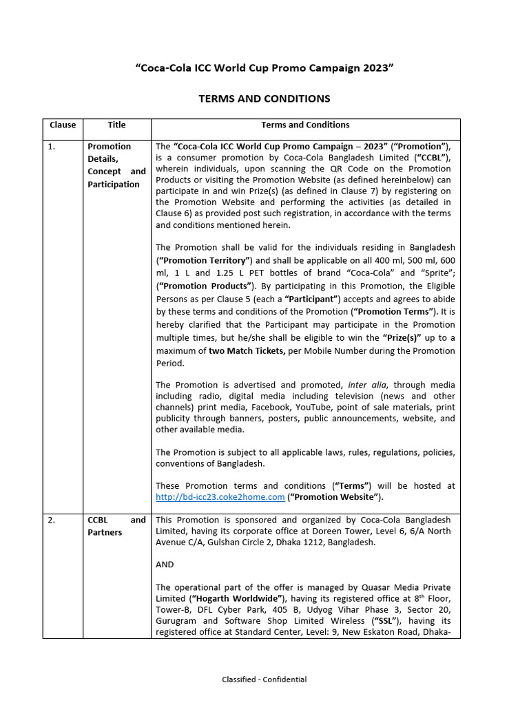 Coca-Cola+ICC+Promo+Campiagn+2023 Clean | PDF | Damages | Legal Liability