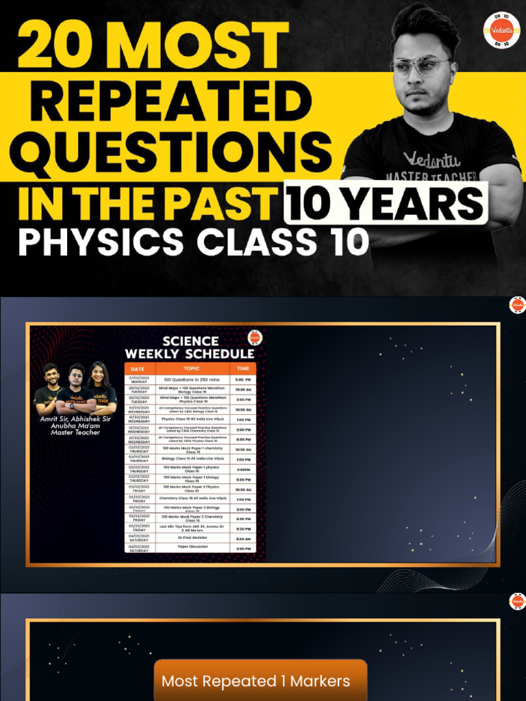 20 Most Repeated PYQs Physics class 10 | Download Free PDF ...