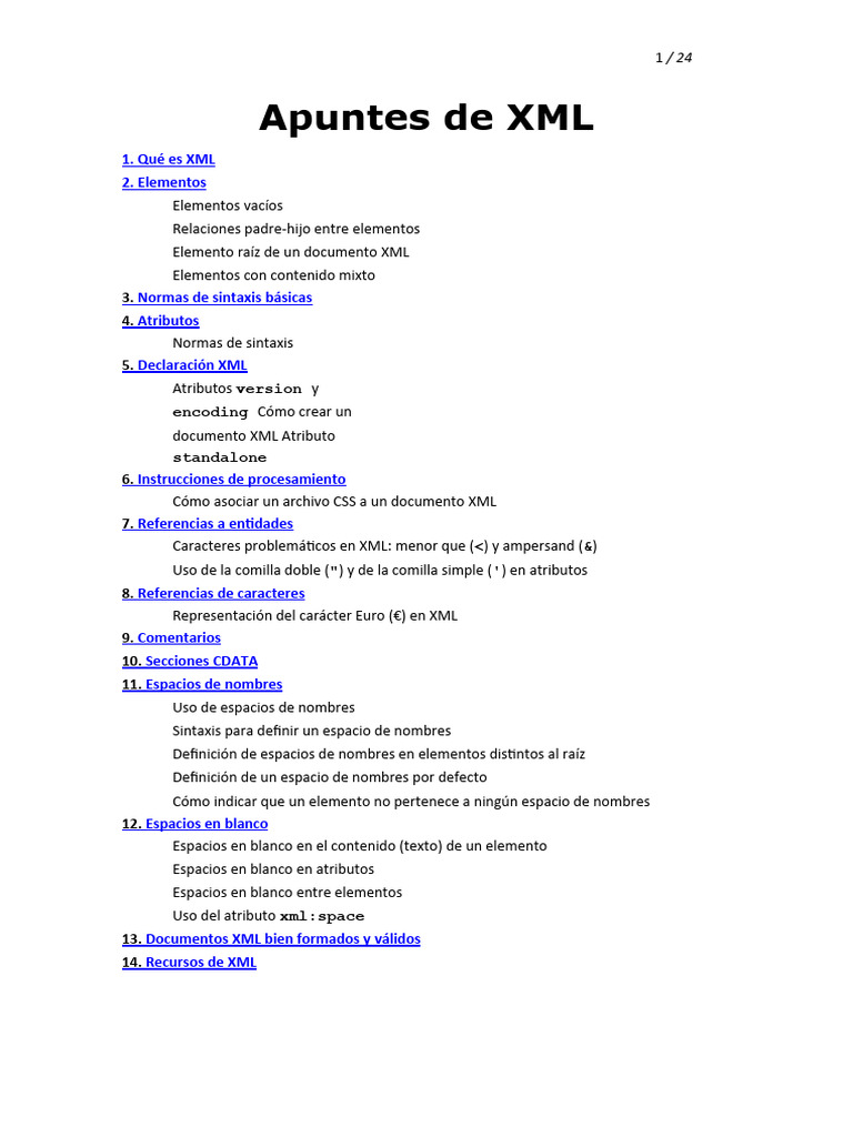 Apuntes-De-Xml - para Los Alumnos | PDF | Xml | Programación de ...