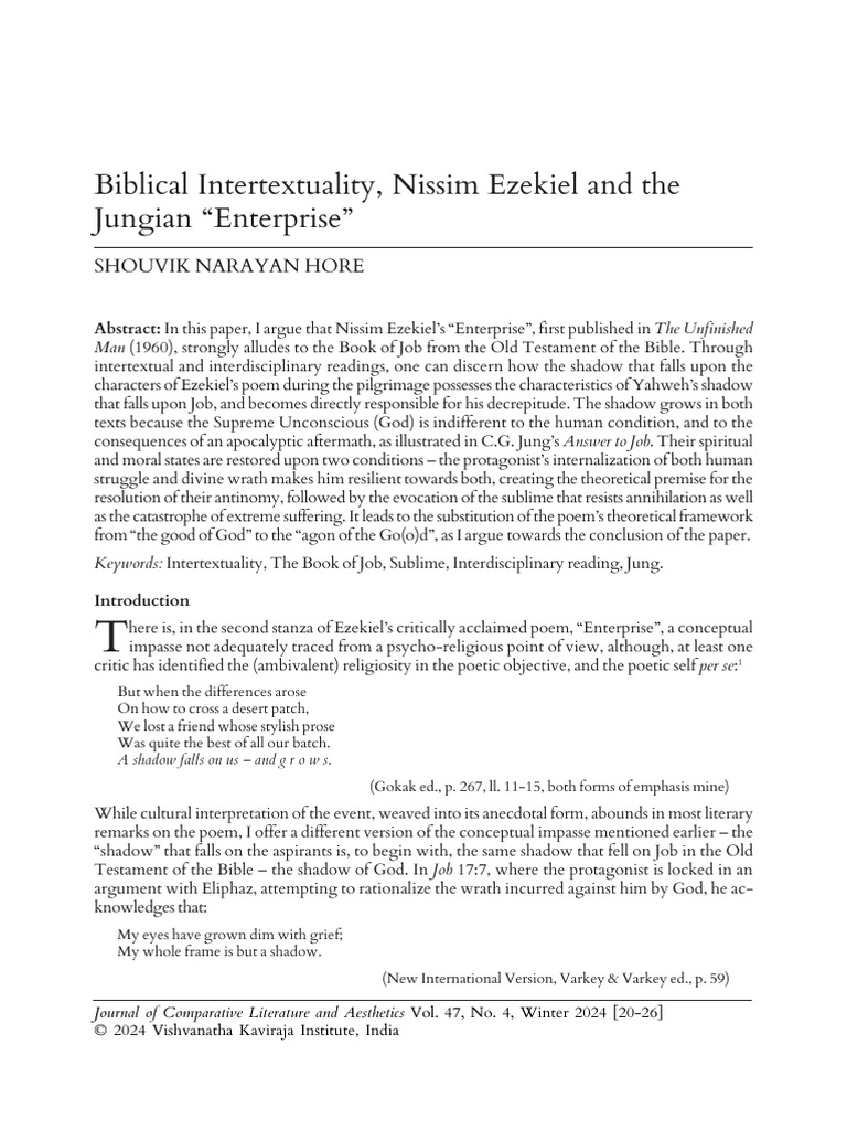 Biblical Intertextuality Nissim Ezekiel | PDF | Shadow (Psychology) | God
