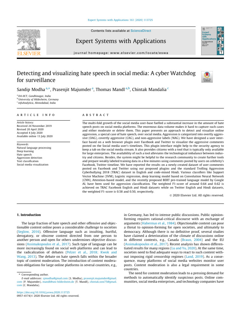 Detecting and Visualizing Hate Speech in Social Media: A Cyber Watchdog For Surveillance ...