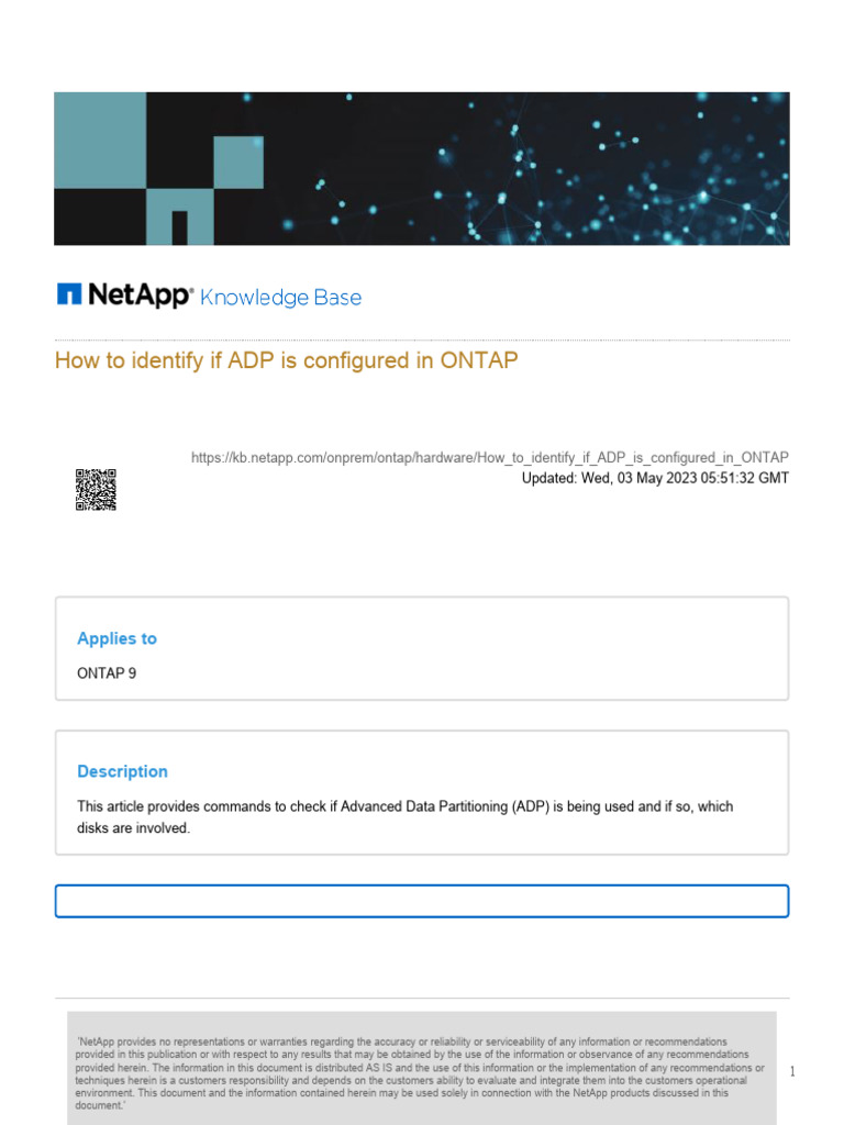 How To Identify If ADP Is Configured in ONTAP | PDF | Information ...