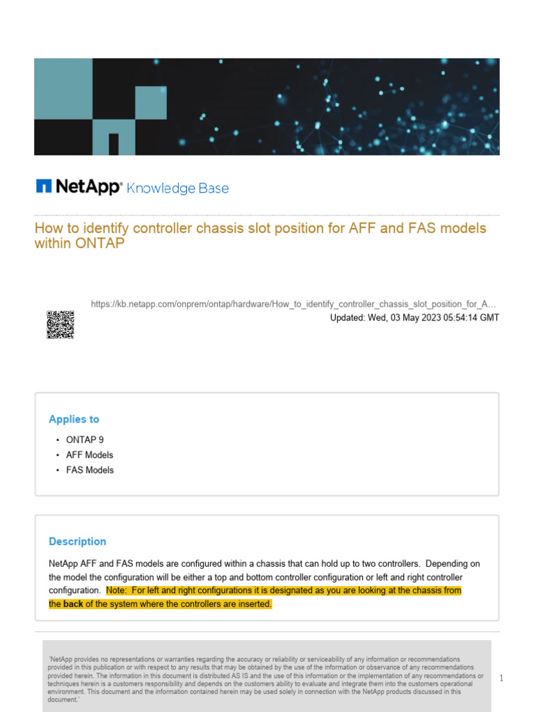 How to identify controller chassis slot position for AFF and FAS models within ONTAP | Download ...