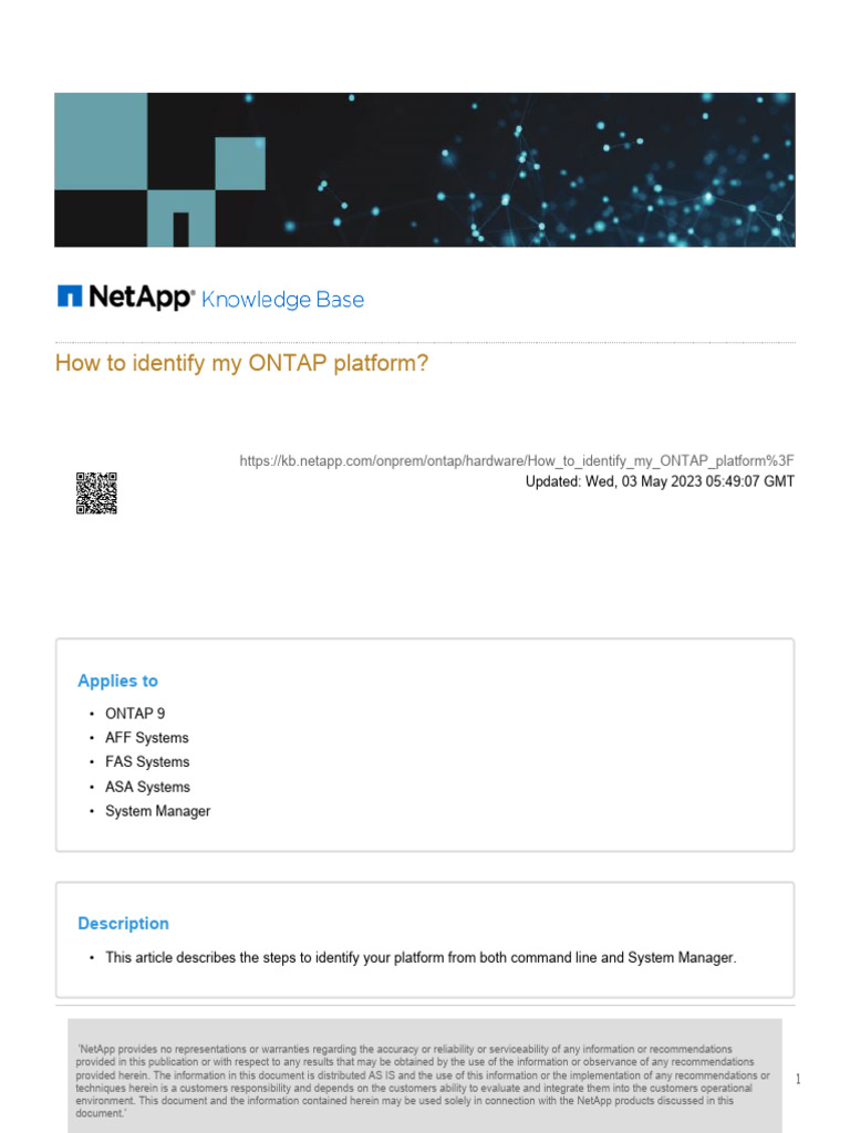 How To Identify My ONTAP Platform | PDF | Computer Science | Computer Engineering