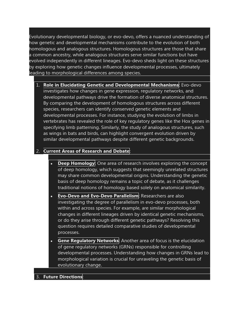 Evolutionary Developmental Biology | PDF | Evolutionary Developmental ...