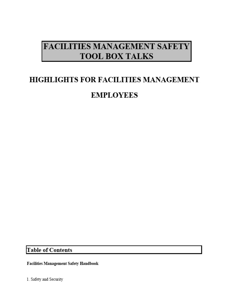 Facilities Management Safety TOOL BOX | PDF | Waste | Safety