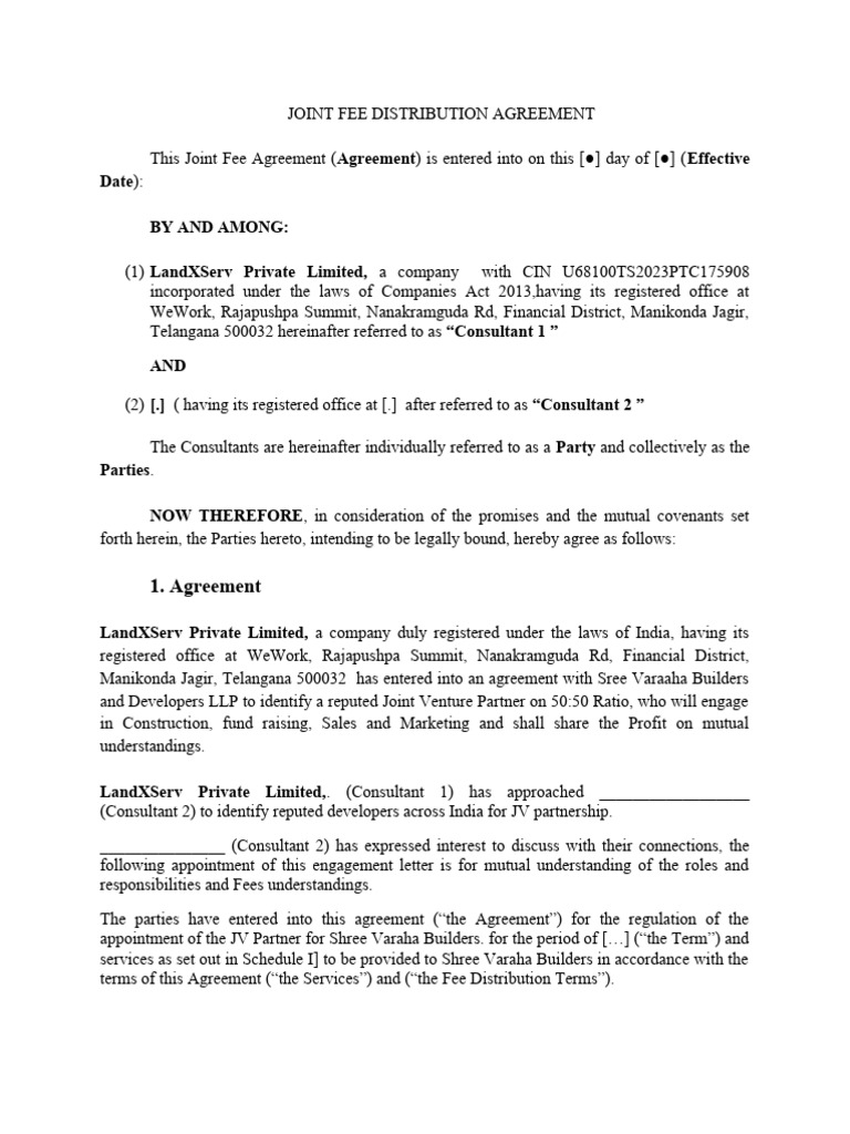 Joint Fee Agreement | PDF | Fee | Consultant