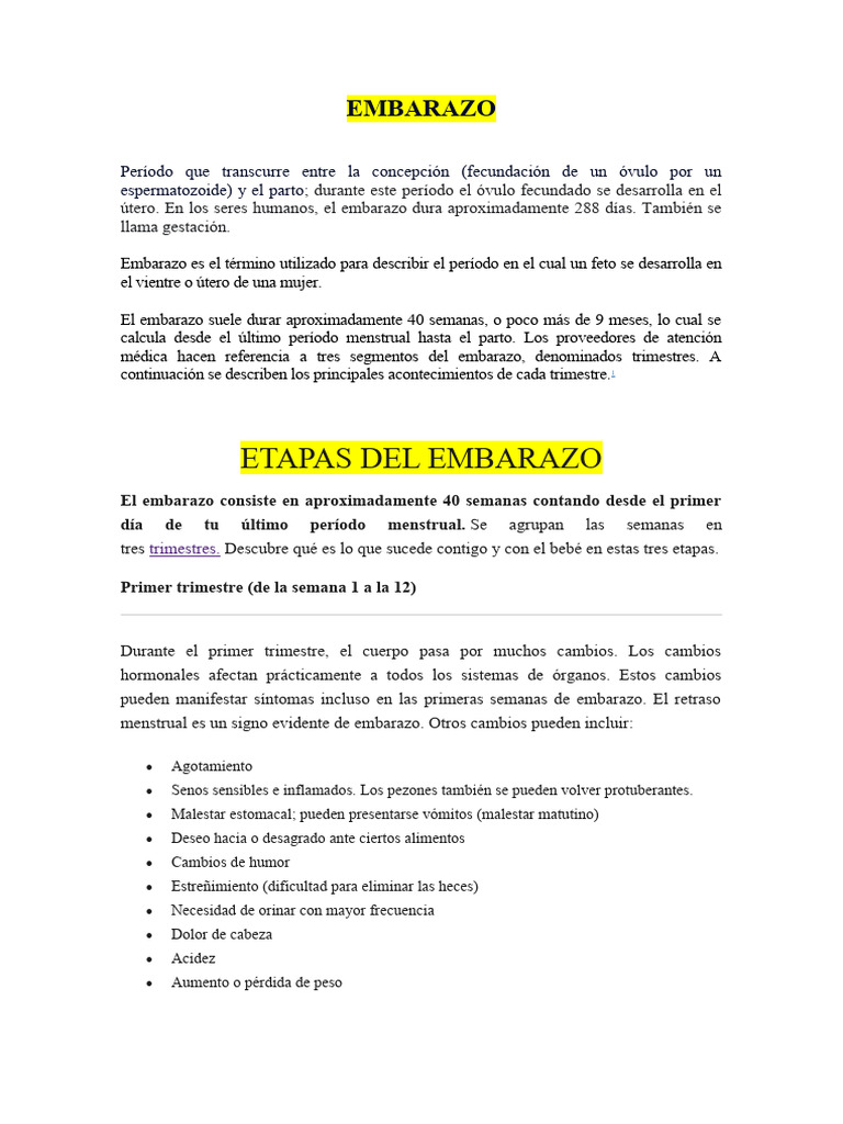 EMBARAZO | PDF | El embarazo | Parto
