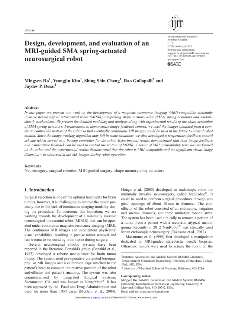 SMA Spring Robot | PDF | Neurosurgery | Actuator
