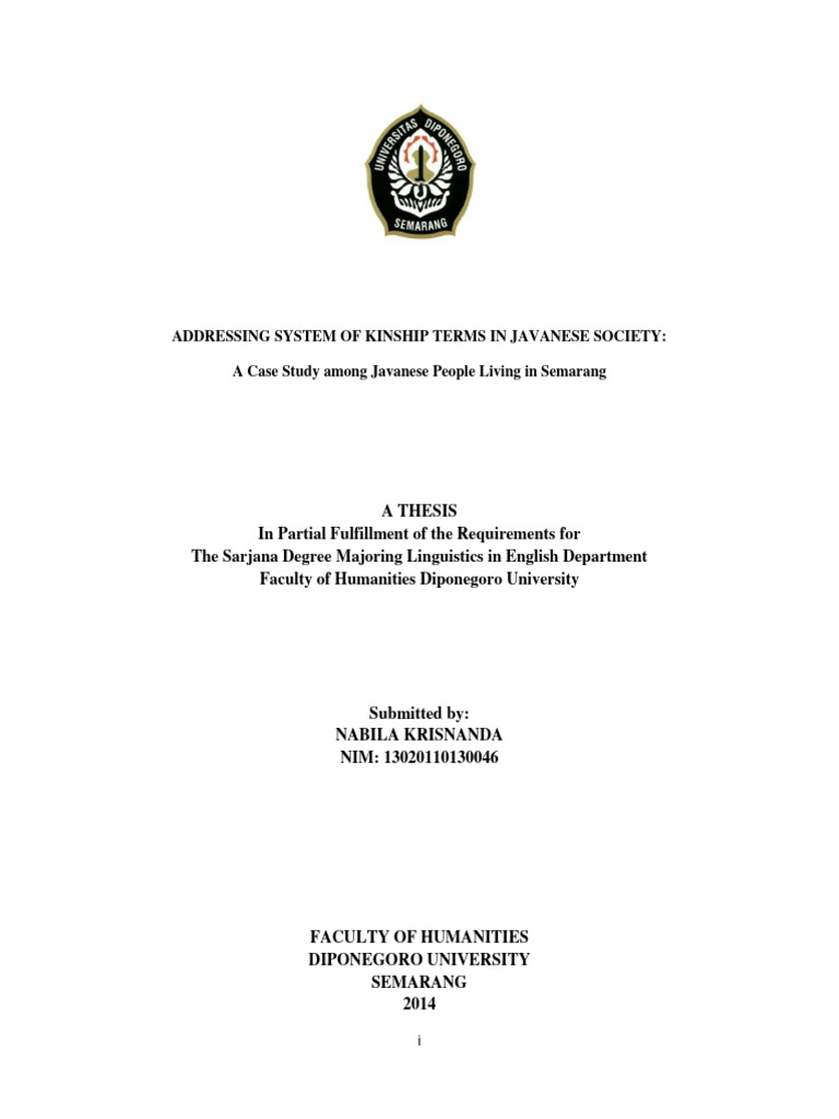 Thesis Addressing System of Kinship Terms in Javanese Society | PDF ...