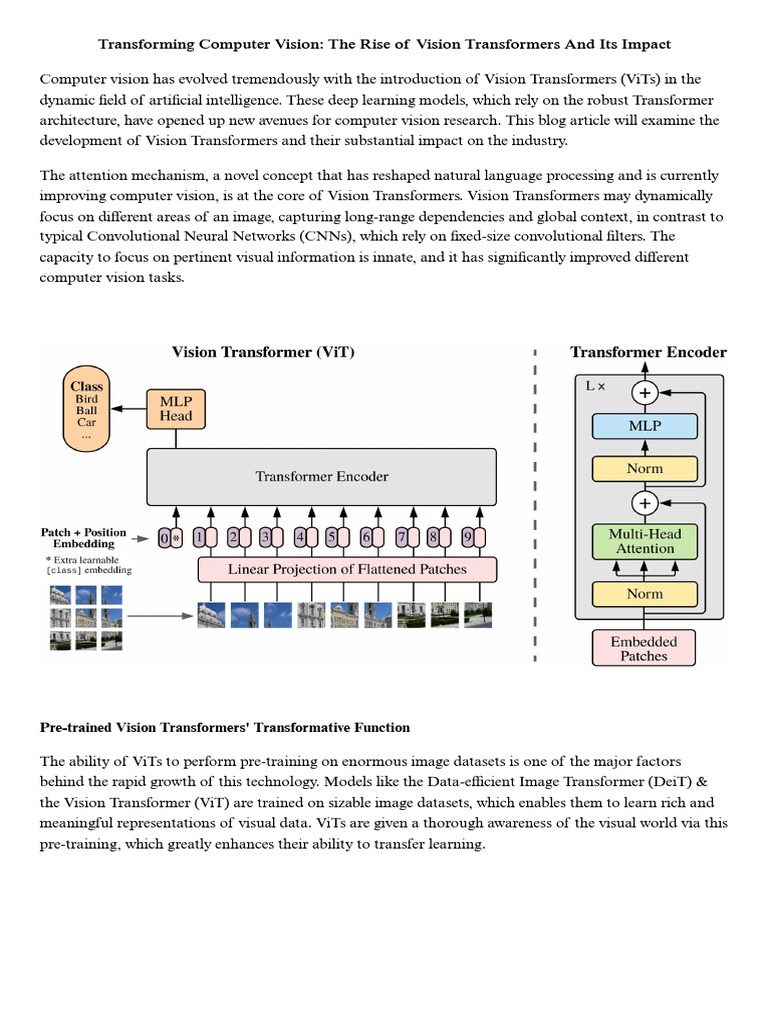 Assignment Transforming Computer Vision The Rise of Vision Transformers ...