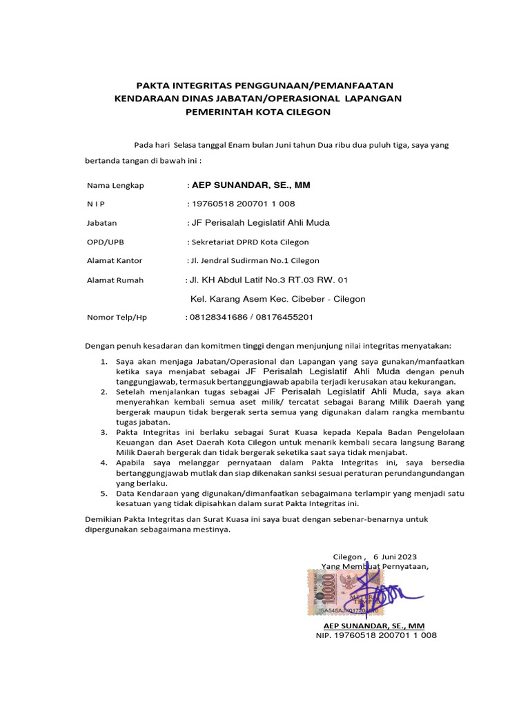 PAKTA INTEGRITAS-AEP | PDF