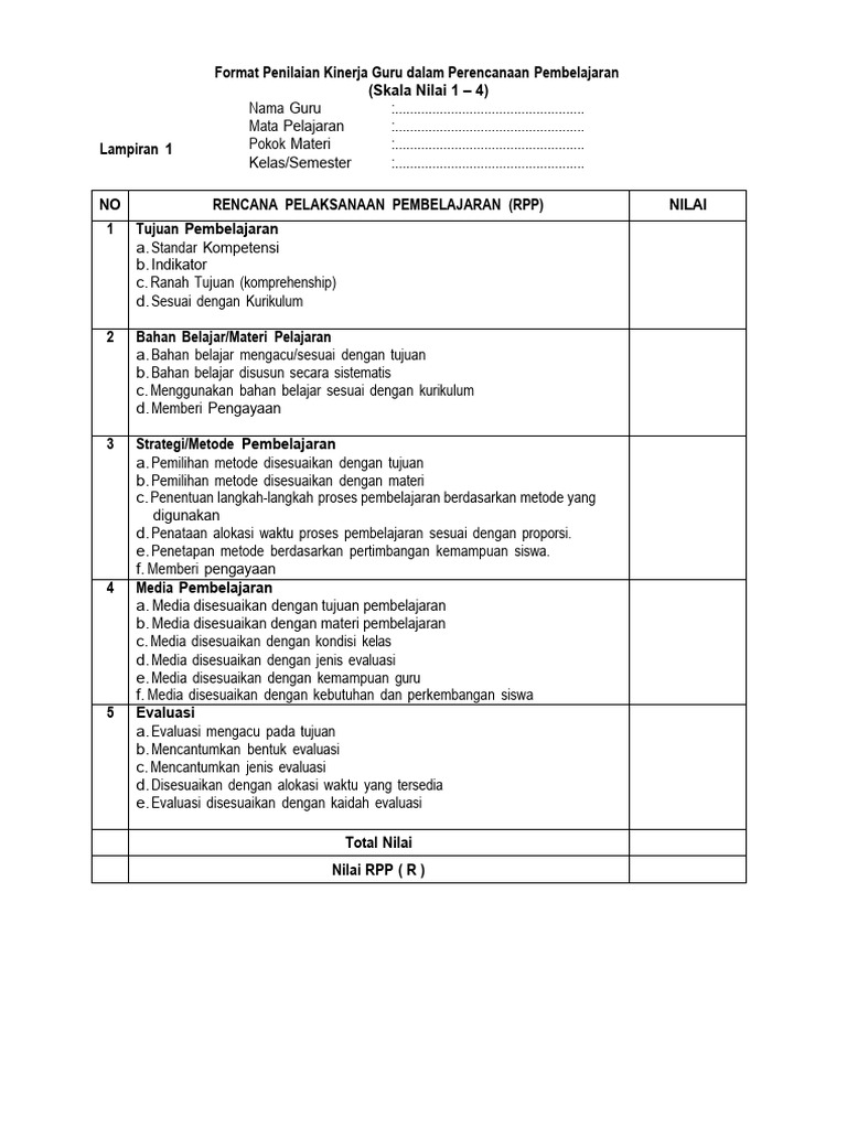 Format Penilaian Kinerja Guru 2023 | PDF