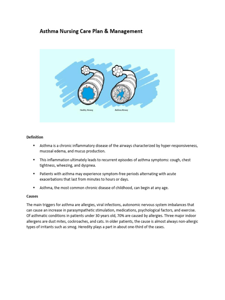 Asthma Nursing Management Guide | PDF | Asthma | Diseases And Disorders