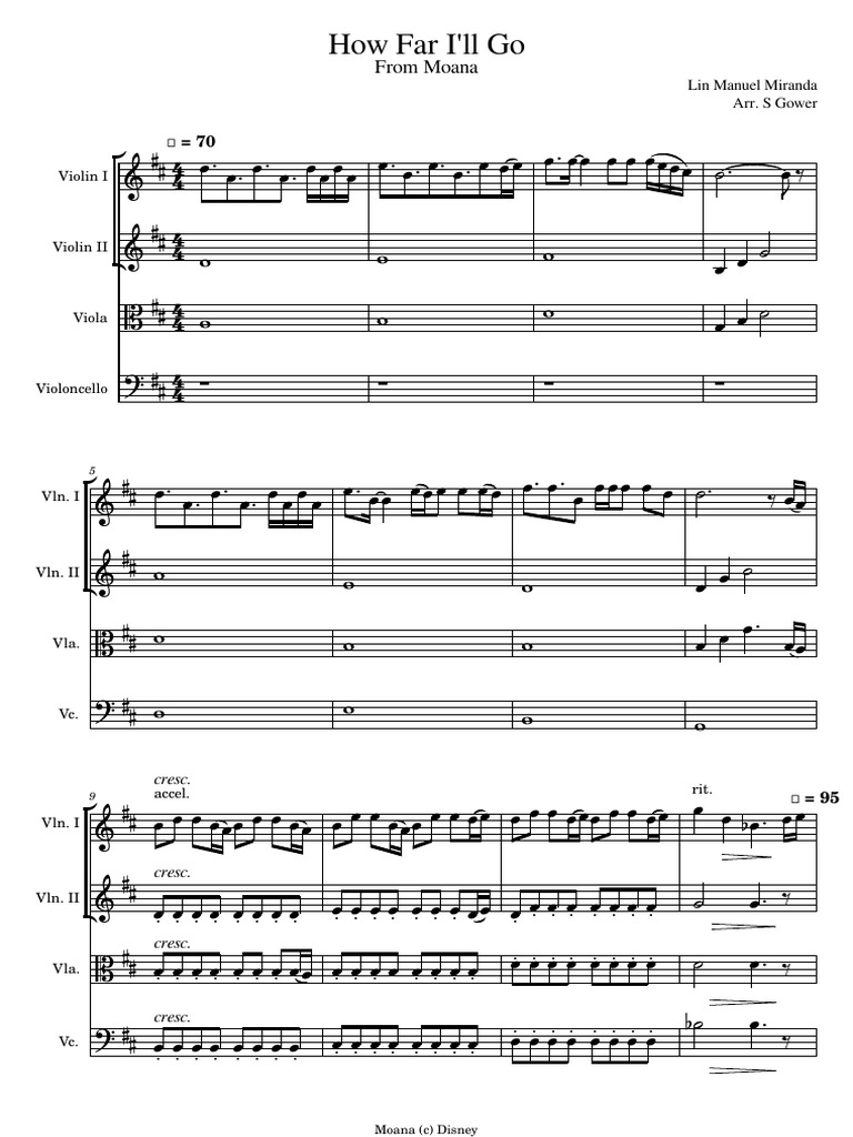 How Far Ill Go LinManuel Miranda How Far Ill Go String Quartet | PDF ...