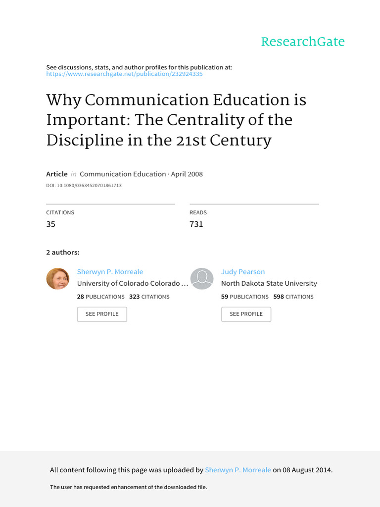 Why Communication Education Is Important The Centr | PDF ...