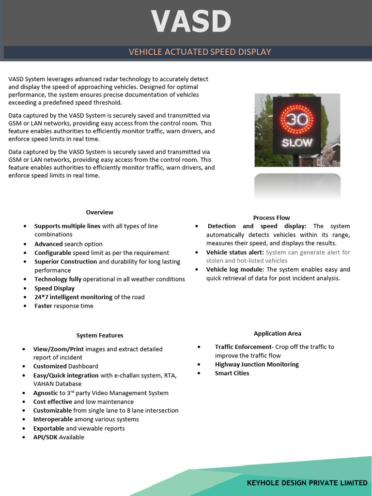 VASD Brochure | PDF | Traffic | Speed Limit