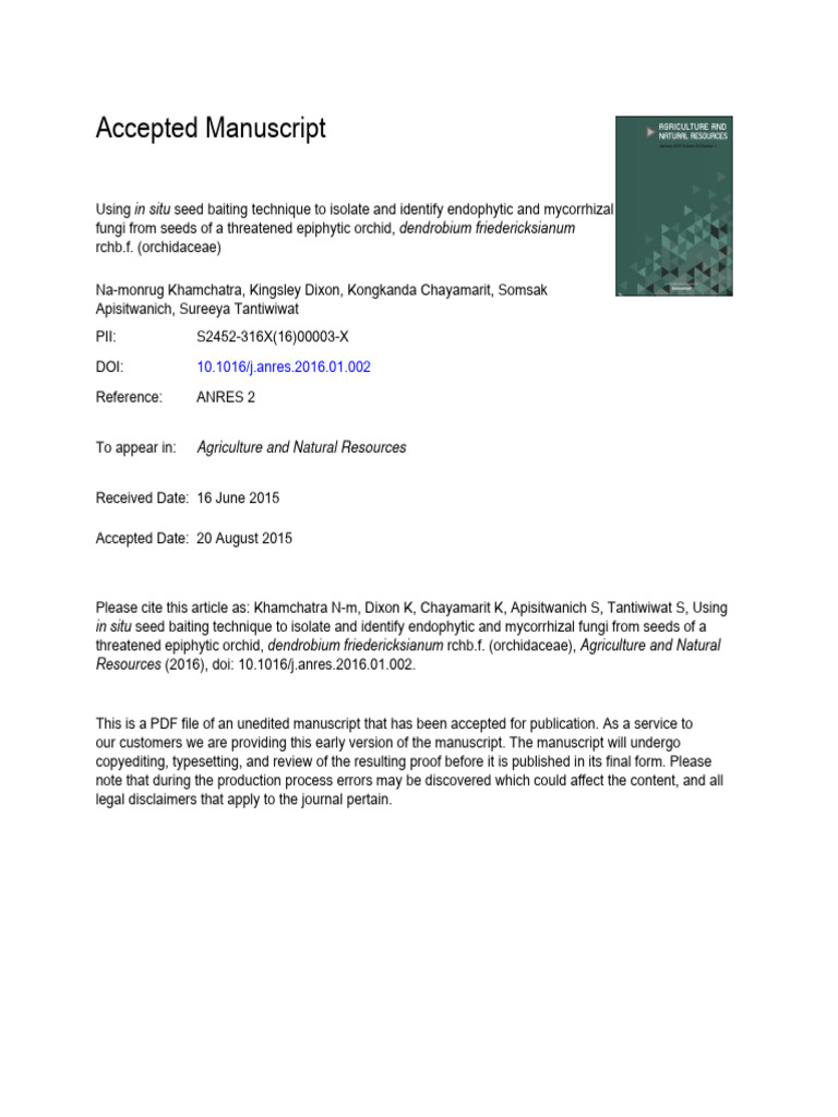 Isolating Fungi from Dendrobium Seeds | PDF | Fungus | Seed