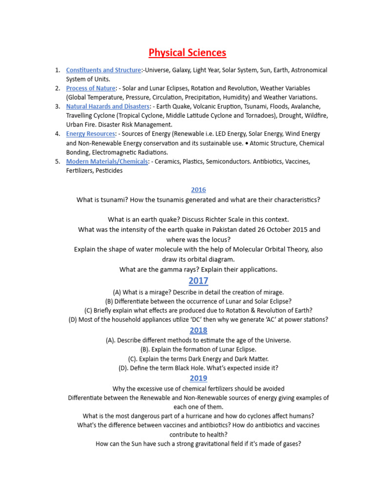 1.physical Sciences | PDF | Earth | Natural Disasters