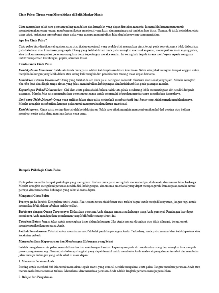 Cinta Palsu | PDF
