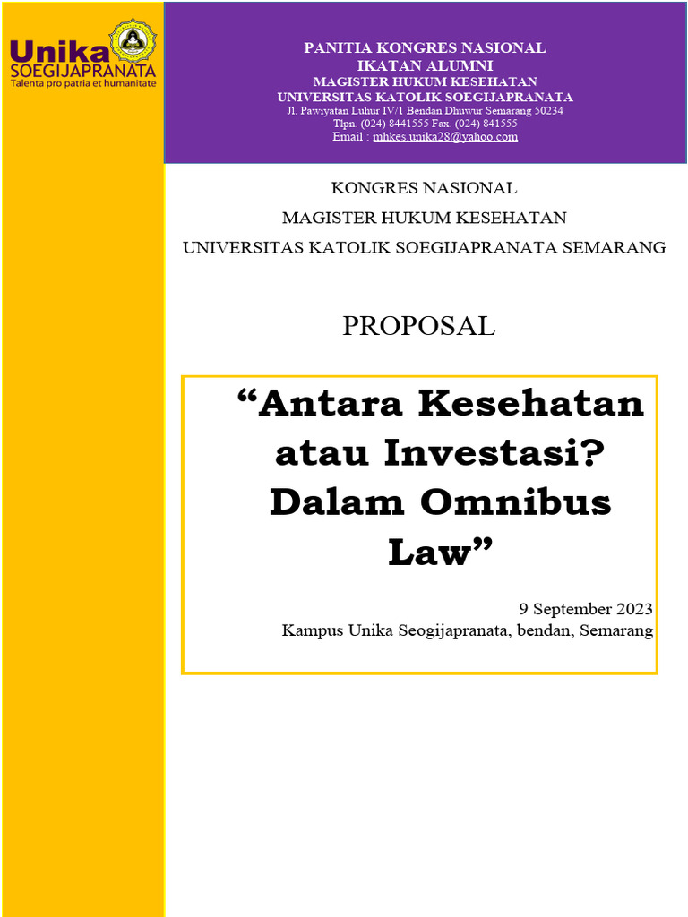 Proposal Kegiatan Kongres Nasional Alumni 2023 | PDF