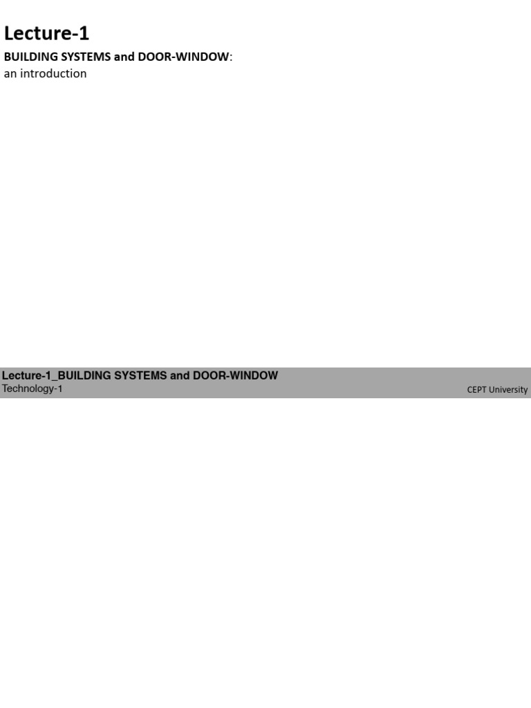 Lecture 1 Building Systems and Door Window | PDF | Framing (Construction) | Wall