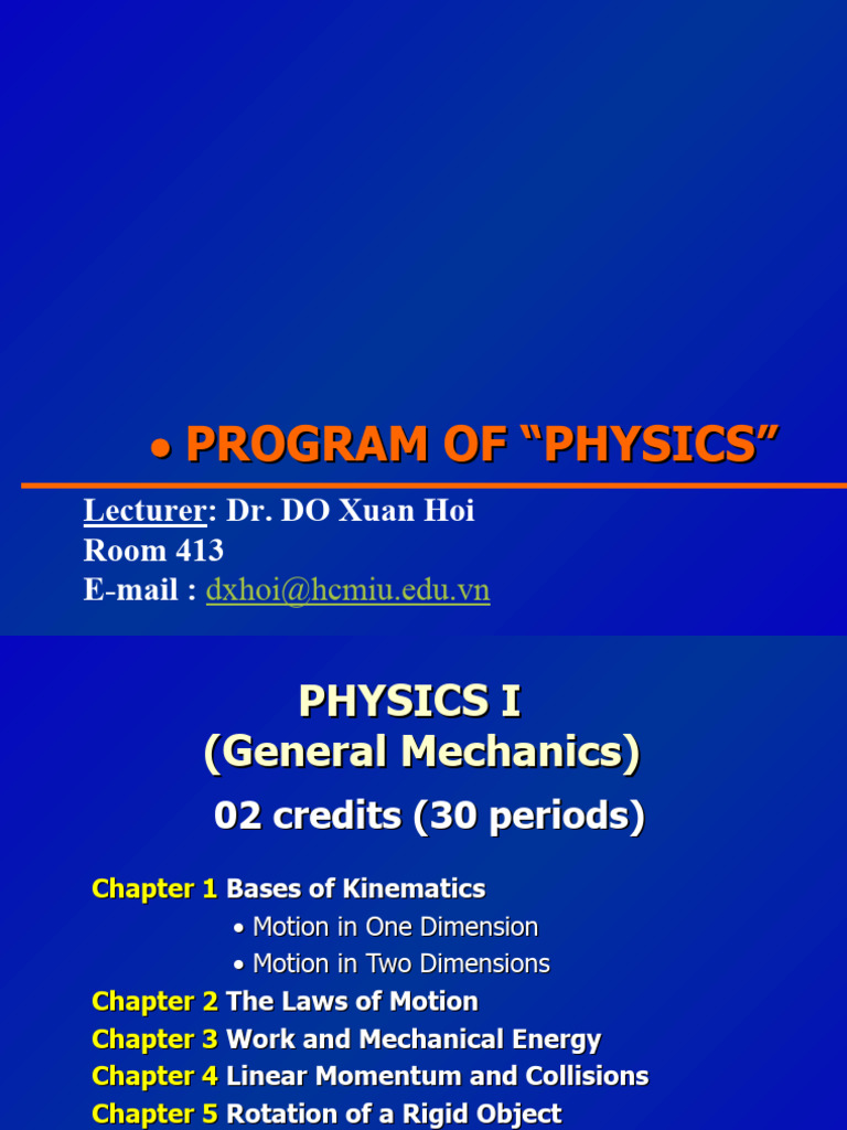 Physics Course Overview | PDF | Acceleration | Kinematics