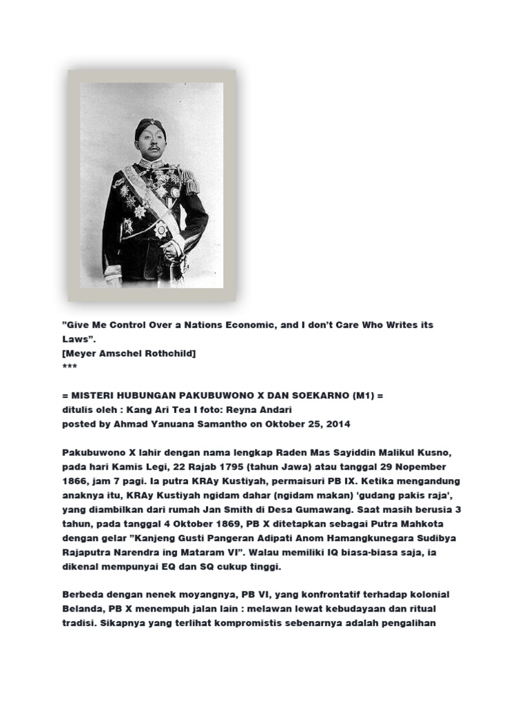 Misteri Hubungan Pakubuwono X Dan Soekarno | PDF
