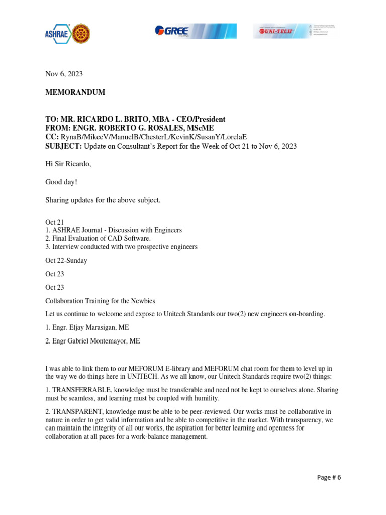 Consolidated Consultant's Report For Oct 21 To Nov 6, 2023 - Signed ...
