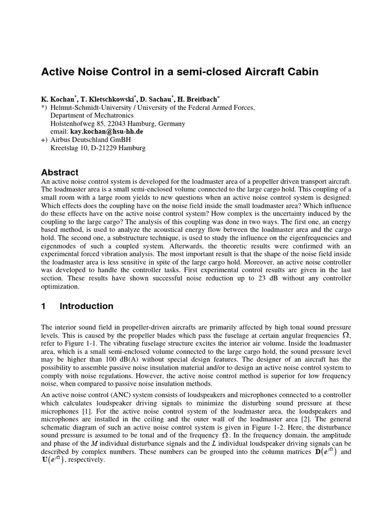 Kochan - Active Noise Control in A Semi-Closed Aircraft Cabin ...