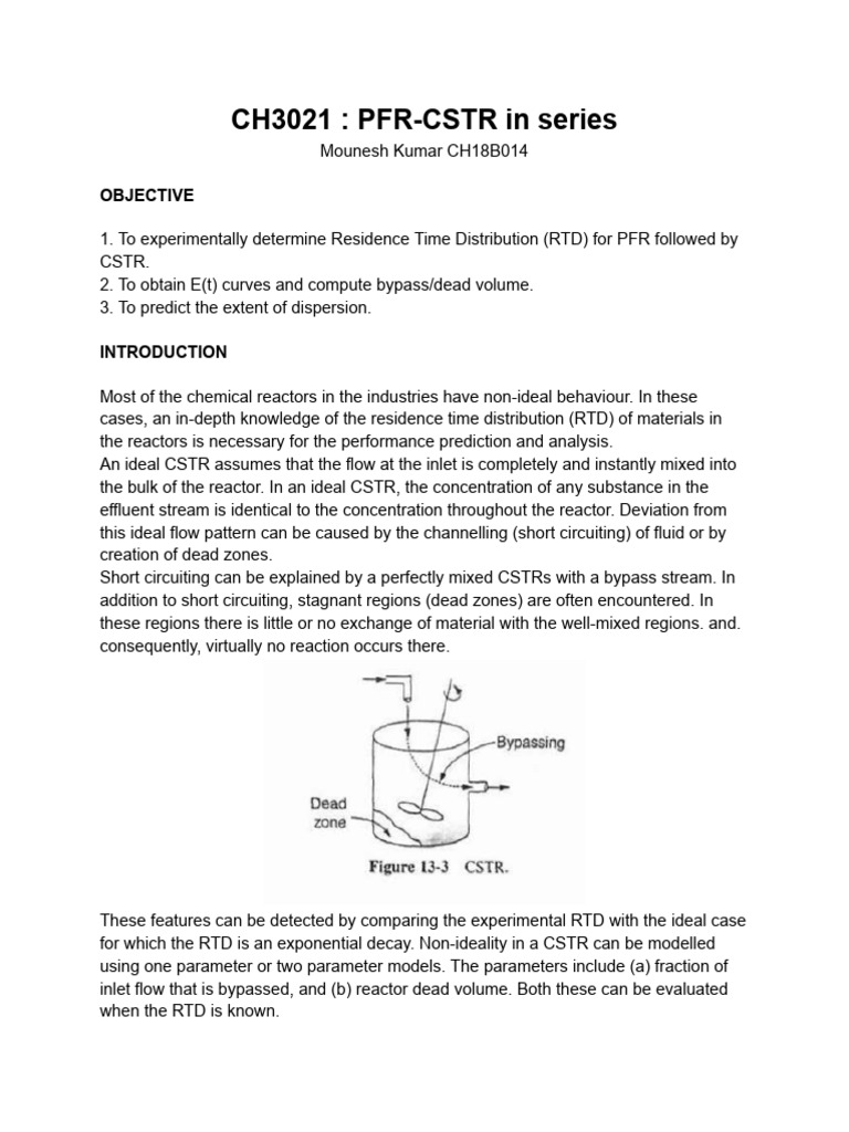 CH3021 - PFR-CSTR in Series | PDF | Process Engineering | Chemical ...