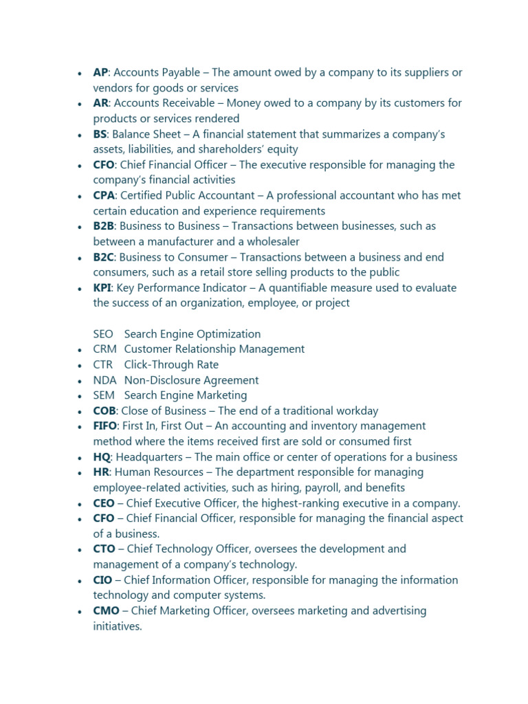 Business Abbreviations and Terms Guide | PDF | Software | User Interface