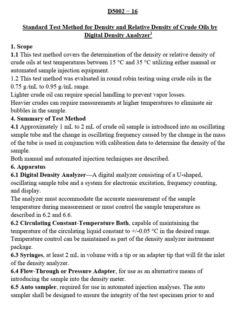 Astm D5002-16 | Download Free PDF | Calibration | Density