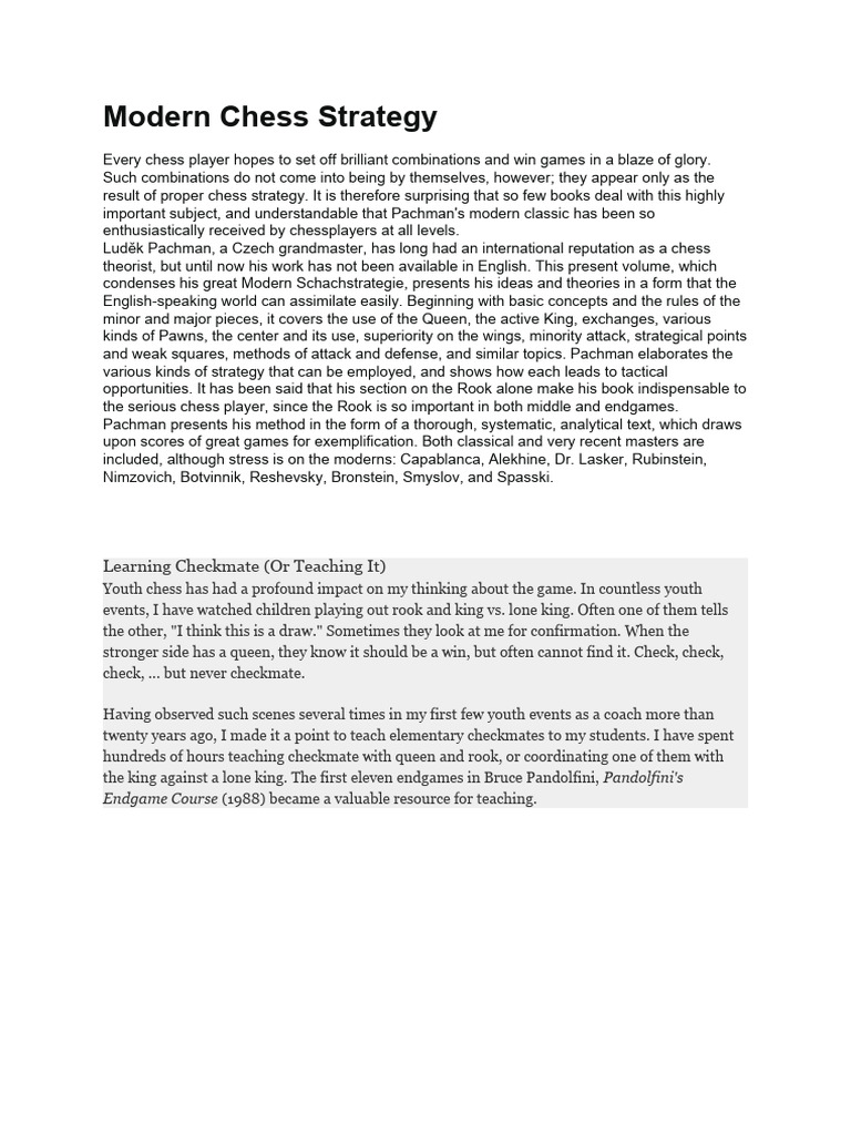Modern Chess Strategy | Download Free PDF | Chess | Chess Strategy