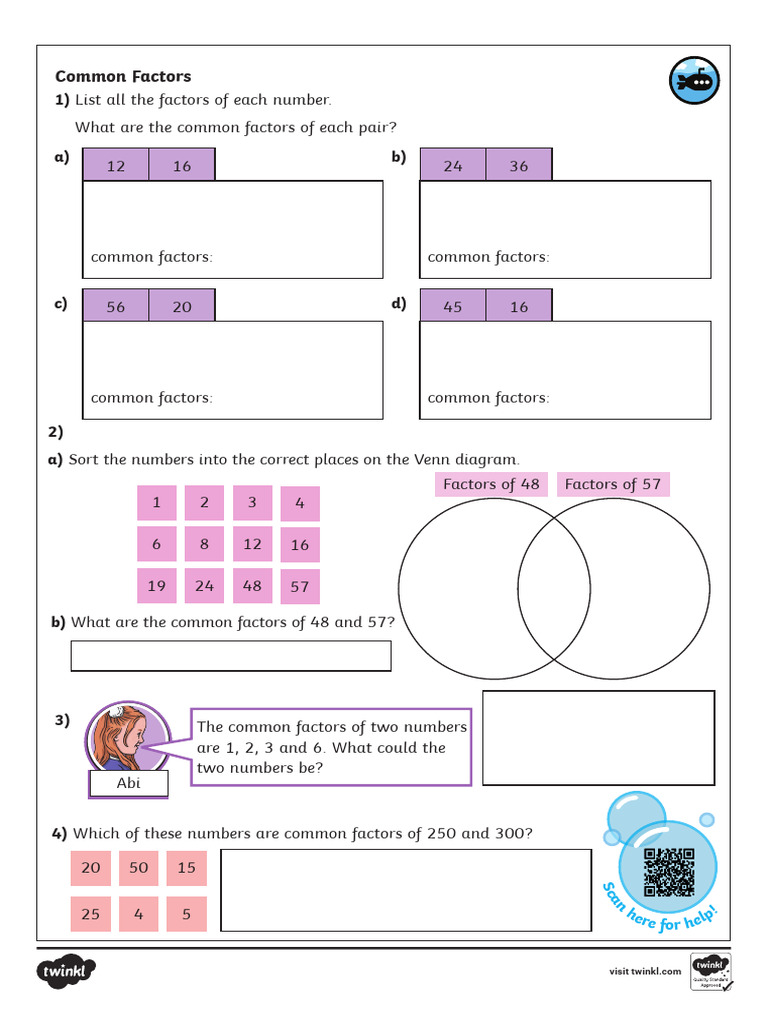 Horizontal Format - Common Factors | PDF