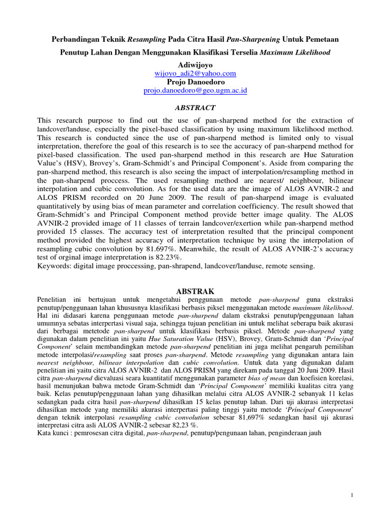 Unknown - Unknown - Perbandingan Teknik Resampling Pada Citra Hasil Pan-Sharpening Untuk ...