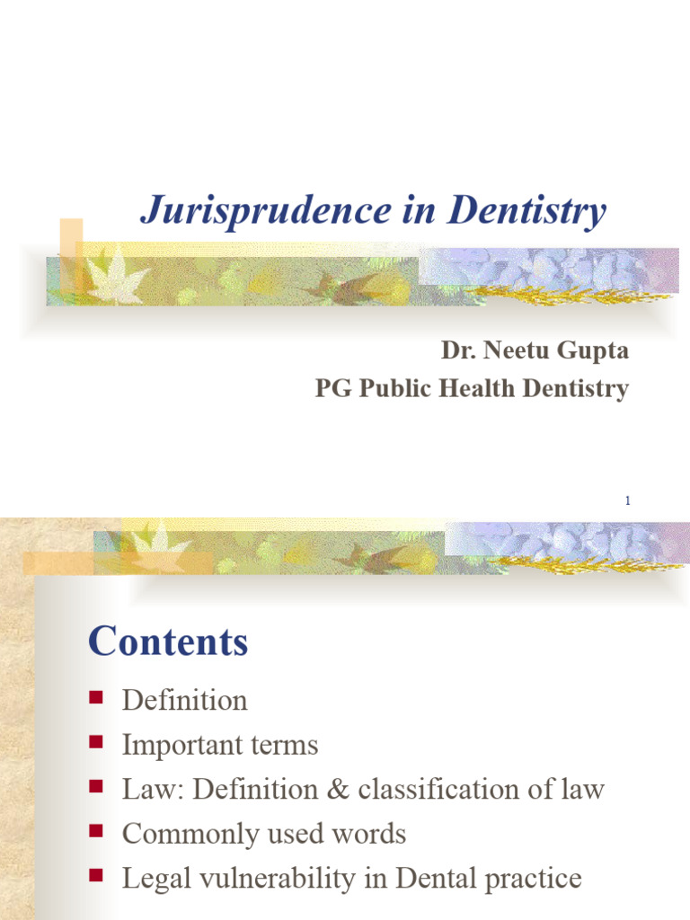 Jurisprudence in Dentistry | PDF | Legal Liability | Bail