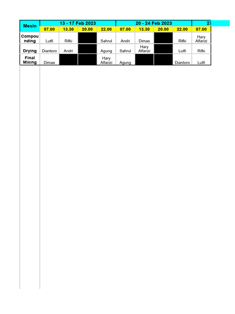 Jadwal Shift Comp L4 | PDF
