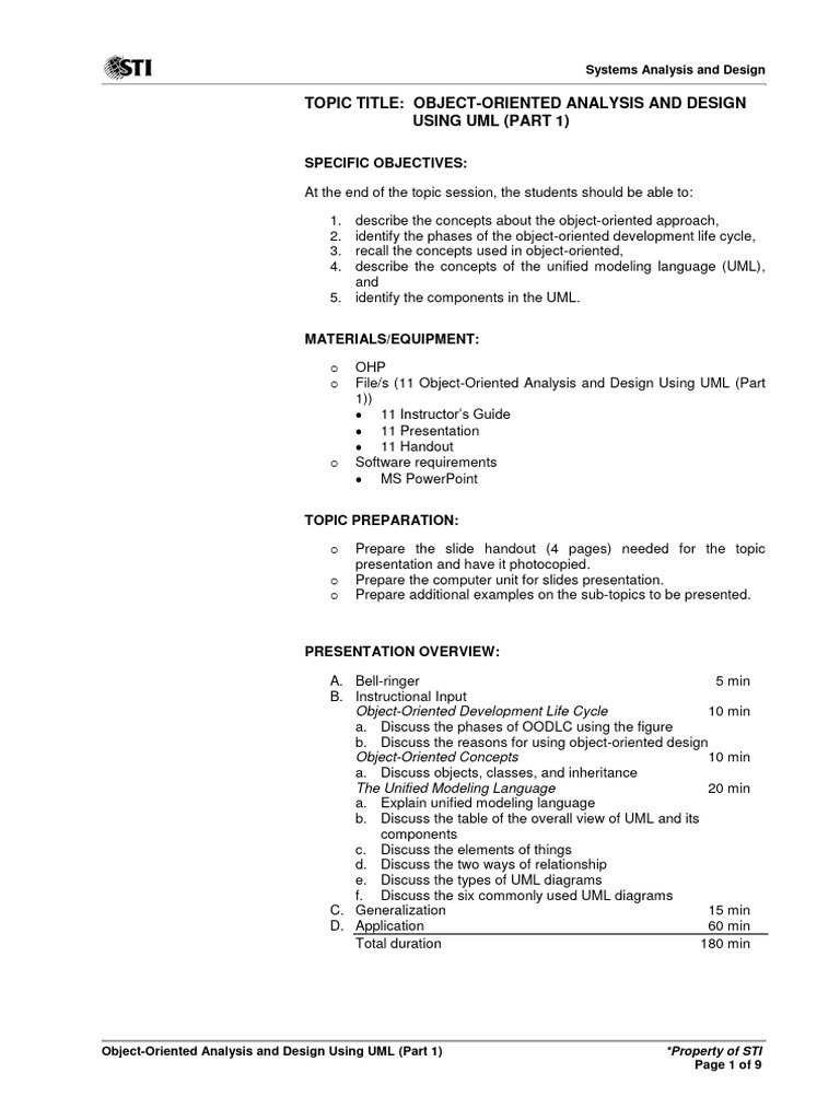 11 Instructor's Guide | PDF | Class (Computer Programming) | Unified Modeling Language