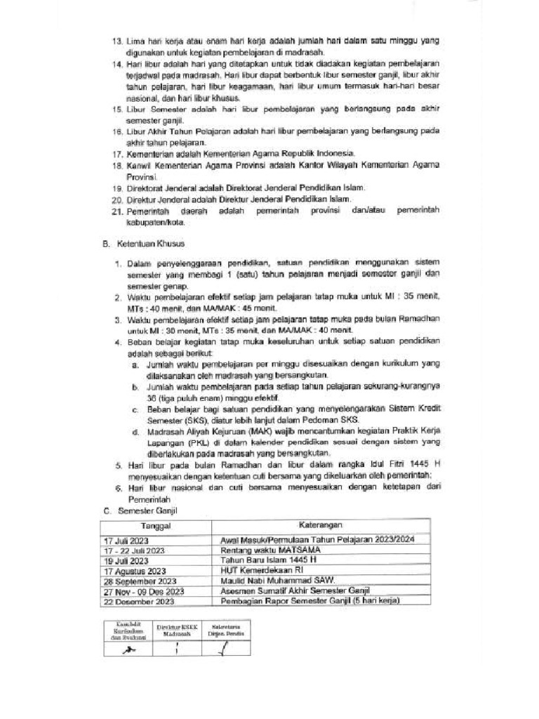 Kaldik Madrasah TP 2023-2024 Dirjen Pendis (Stabilo) - 5 | PDF