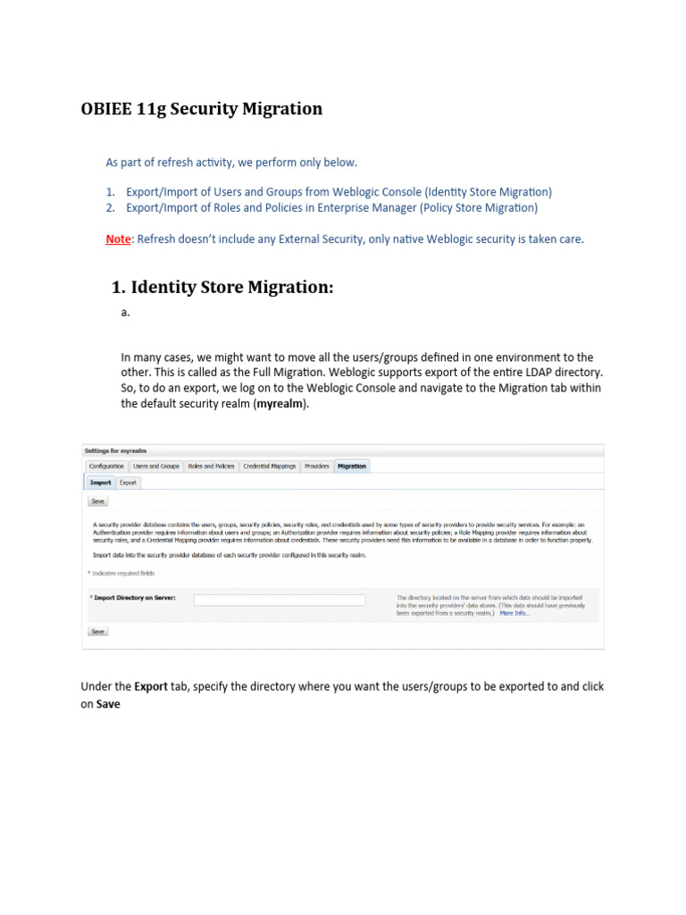 OBIEE 11g Security Migration_Updated | PDF | Computer File | Xml OBIEE 11g Security Migration_Updated | PDF | Computer File | Xml