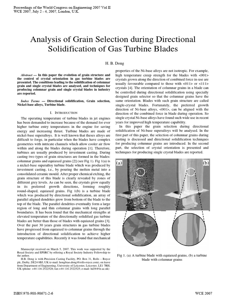 Grain Selection in Gas Turbine Blades | PDF | Crystallite | Building ...