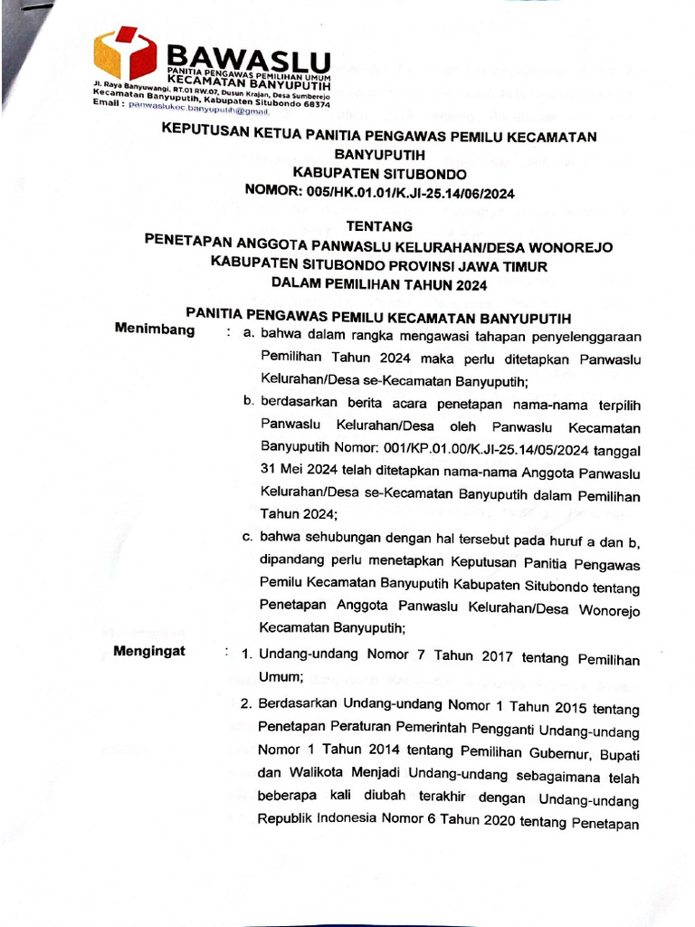 SK PKD Wonorejo | PDF