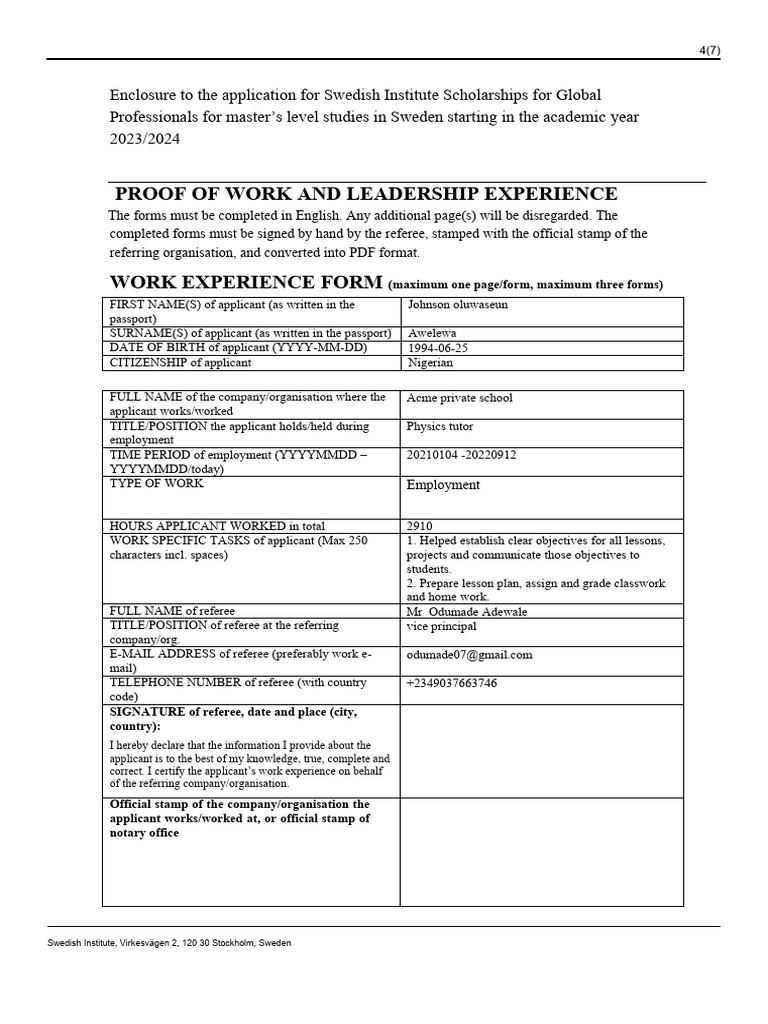 Proof of Work and Leadership Experiences11 Sisgp 2023 - 2024 | PDF
